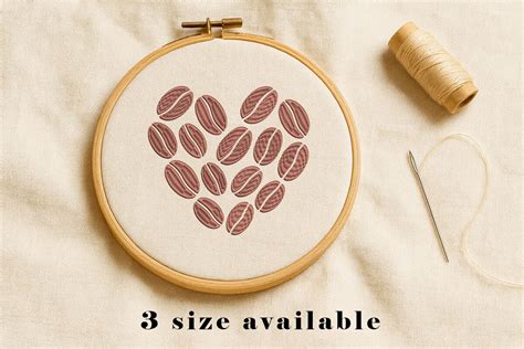 Coffee Bean Heart Embroidery Design · Creative Fabrica