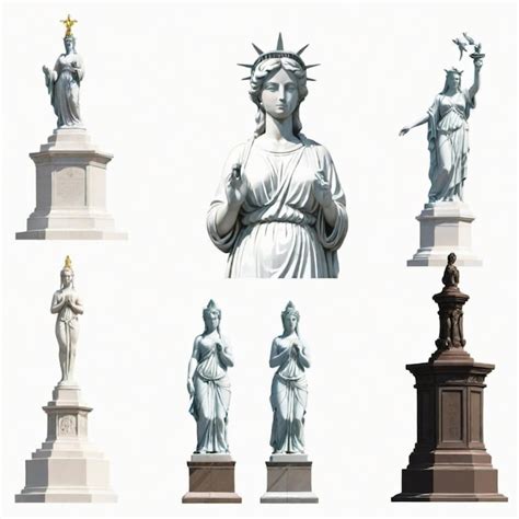 Public Statue Vector Set White Background Isolated Premium Ai Generated Vector