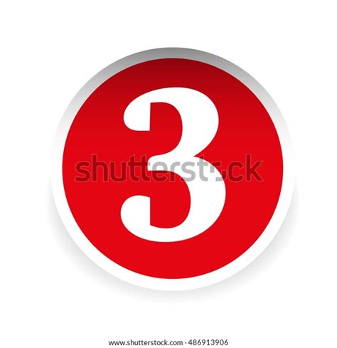 Number Three Red Label Vector Stock Vector Royalty Free 486913906 Shutterstock