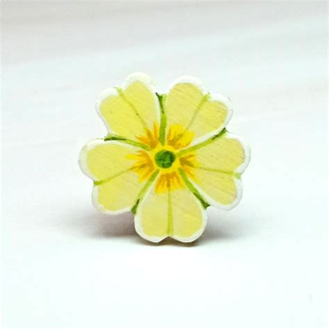 Primrose Pin Handmade Primrose Gift February Birth Flower Babe Yellow Flower Hand Painted