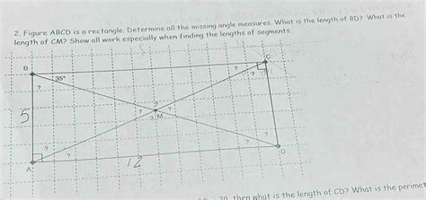 Solved Figure ABCD Is A Rectangle Determine All The Missing Angle Measures What Is The