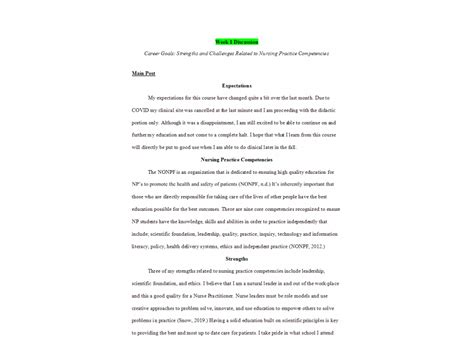 Nrnp 6531 Week 1 Discussion Career Goals Strengths And Challenges