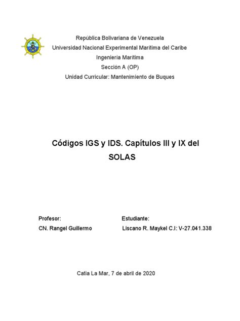 Codigos Igs Y Ids Capitulos Iii Y Ix Solas Pdf