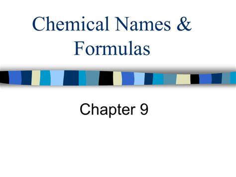 Chemical Names Formulas Ionic Molecular Compounds