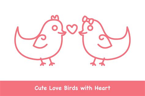 Cute Love Birds With Heart Graphic By Auficon · Creative Fabrica
