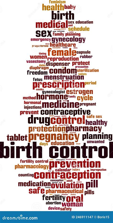 Contraceptive Word Lettering Typography Safety Sex Birth Control Elements Intrauterine Oral