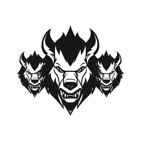 Cerberus Heads Black And White Vector 25376170 Vector Art At Vecteezy