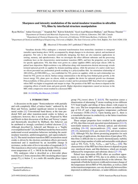 Pdf Sharpness And Intensity Modulation Of The Metal Insulator