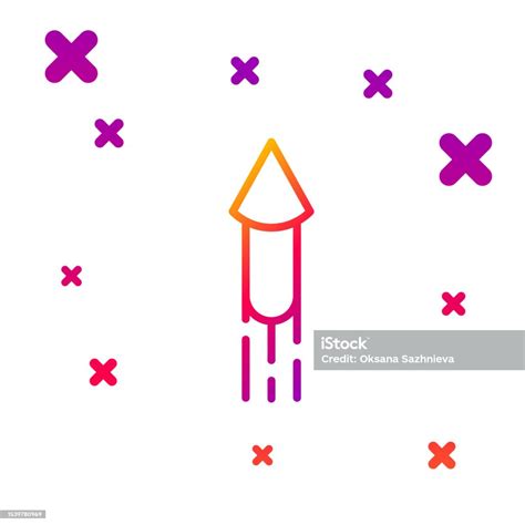 흰색 배경에 격리 된 색상 라인 불꽃 작업 로켓 아이콘 재미있는 파티의 개념 폭발적인 불꽃 기호 그라데이션 임의동적 셰이프 벡터 가능성에 대한 스톡 벡터 아트 및 기타