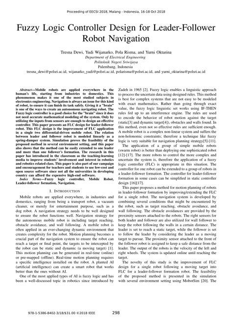 pdf fuzzy logic controller design for leader follower robot navigation