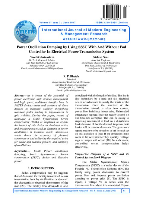 Pdf Power Oscillation Damping By Using Sssc With And Without Pod