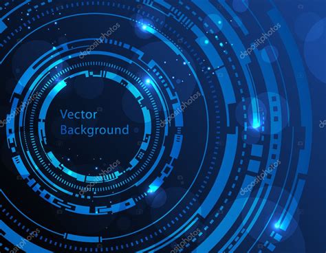 Abstract Technology Circles Lines Vector Background Stock Vector Image