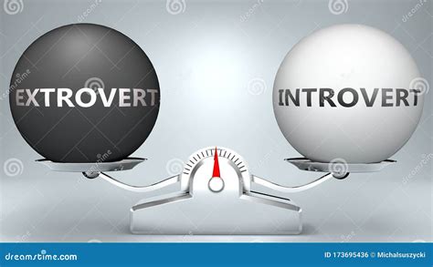 Extrovert And Introvert In Balance Pictured As A Scale And Words Extrovert Introvert To