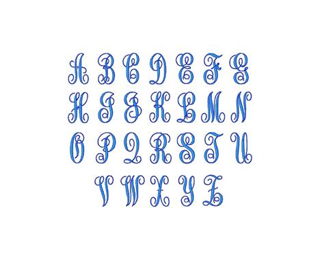 Monogram Script Font Alphabet Embroidery Design Free Custom Etsy