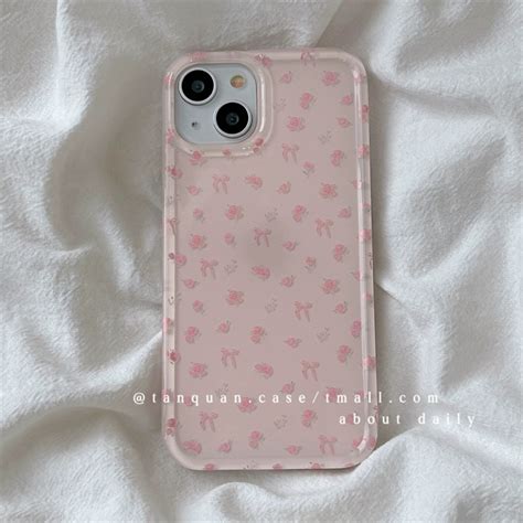 뽀용 꽃 봄 리본 핑크 패턴 데일리 러블리 핑크 공주 아이폰 12 13 14 15프로 프로맥스 하드 젤 케이스 에이블리