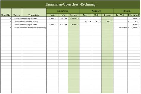 Excel Einnahmen-Überschuss-Rechnung für eine klare Finanzübersicht ...