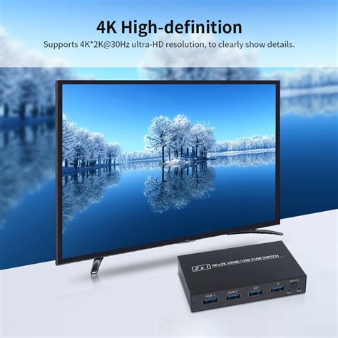 AIMOS AM KVM CL In HDMI USB KVM Switch Support HD K K Hosts Share Monitor Keyboard