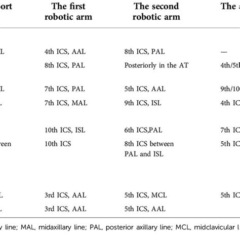 Brief Summary Of The Incisions For Robot Assisted Thoracic Surgery