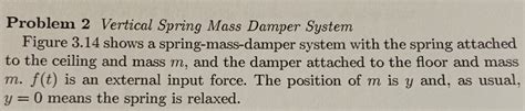 solved vertical spring mass damper system figure 3 14 shows