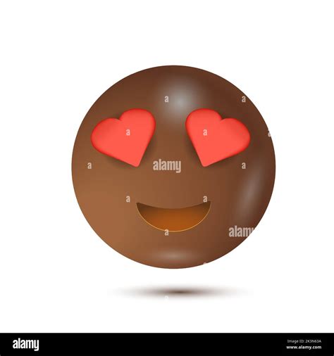 Heart Eyes 3d Stylized Vector Icon Smiling Emoticon Character Design