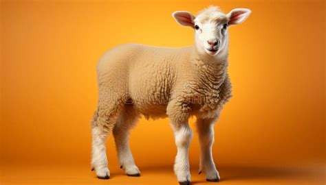 Cute Lamb Grazing On A Farm Innocence In Nature Generated By Ai Stock