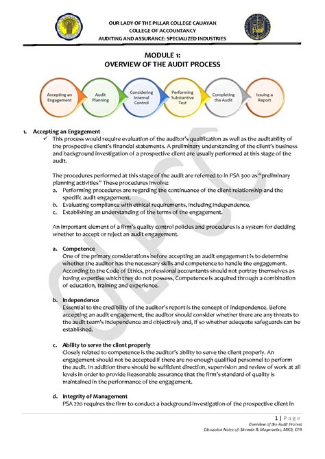 SOLUTION S Overview Of The Audit Process Studypool