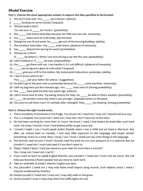 Modal Exercise Pdf