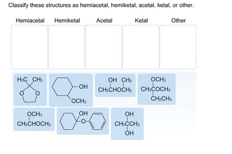 solved classify these structures as hemiacetal hemiketal