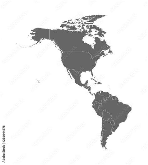 Poster Vector Illustration With Map Of North And South America
