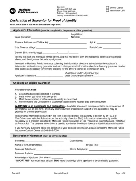 Guarantor Declaration Pdf Identity Document Drivers License