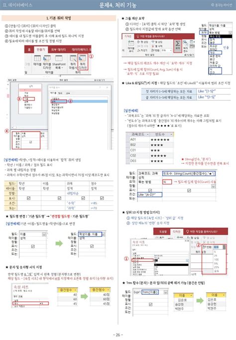 컴퓨터활용능력 컴활 1급 2급 실기 핵심 요약 정리 노트 Pdf 네이버 블로그