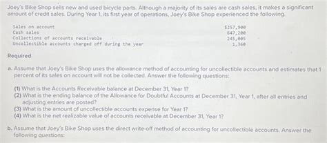 Solved Assume That Joey S Bike Shop Uses The Allowance Chegg Com