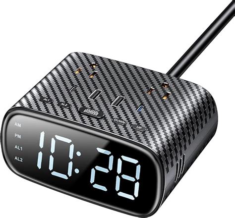 Amazon Com Sussex Alarm Clock With USB C USB A Chargers Power Strip Outlets Screen LED