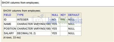 H2 Desc Command Alternatives Java Code Geeks
