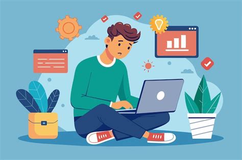 A Man Focused On Fixing A Web Error Using His Laptop In A Contemporary