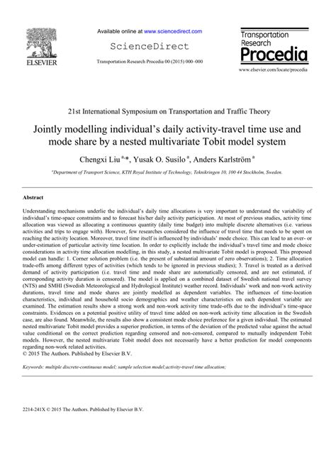 pdf jointly modelling individual s daily activity travel time use and