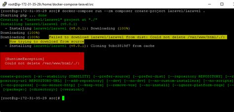 RuntimeException Could Not Delete Var Html Issue 69 Aschmelyun Docker Compose