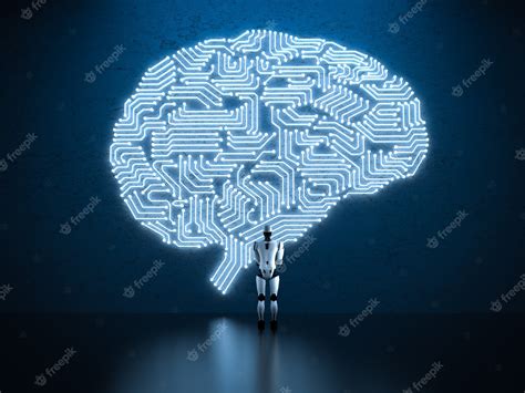 Premium Photo 3d Rendering Humanoid Robot With Ai Circuit Brain