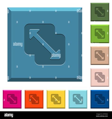 Merge Shapes Engraved Icons On Edged Square Buttons In Various Trendy Colors Stock Vector Image