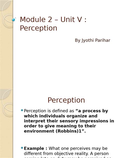 Module 2 Perception Pdf Perception Cognitive Psychology
