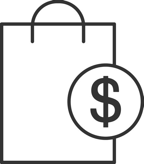 shopping paper bag line icon simple modern flat vector illustration