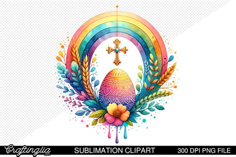 Boho Easter Rainbow Clipart Sublimation Graphic By Craftinglia