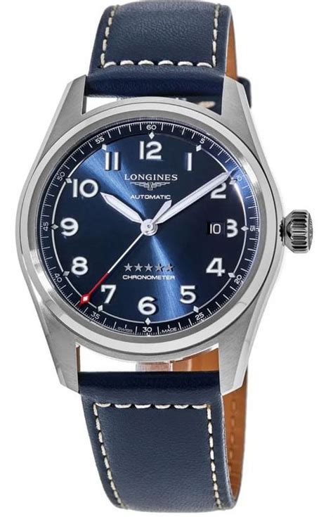 Longines Spirit Blue Dial Leather Strap Mens Watch L38114930