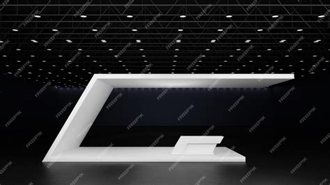 이벤트 무역 박람회 전시장 3d 렌더링을 위한 흰색 목업 템플릿 부스 전시 스탠드 디스플레이 프리미엄 사진