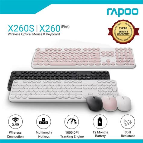Rapoo X260 S 2 4g Wireless Keyboard And Mouse Combo English White V073 Yoho