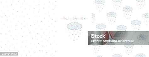 프린트와 색종이 조각으로 미소 짓는 비 오는 구름의 완벽한 패턴이 있는 세트입니다 베이비 샤워 간단한 보육 배경 귀여운 손으로 그린 만화 일러스트 파스텔 팔레트 0명에 대한