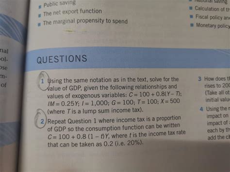 Solved Public Saving The Net Export Function The Marginal