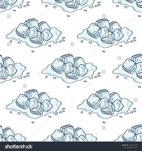 Ice Cube Sketch Background Wallpaper Seamless Stock Vector Royalty