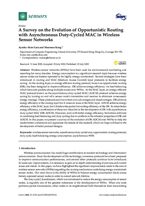 Pdf A Survey On The Evolution Of Opportunistic Routing With Asynchronous Duty Cycled Mac In