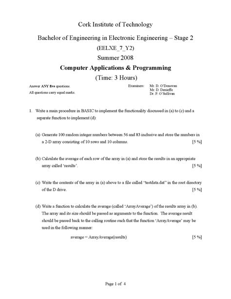 Control Computer Applications And Programming Exam Exams Computer